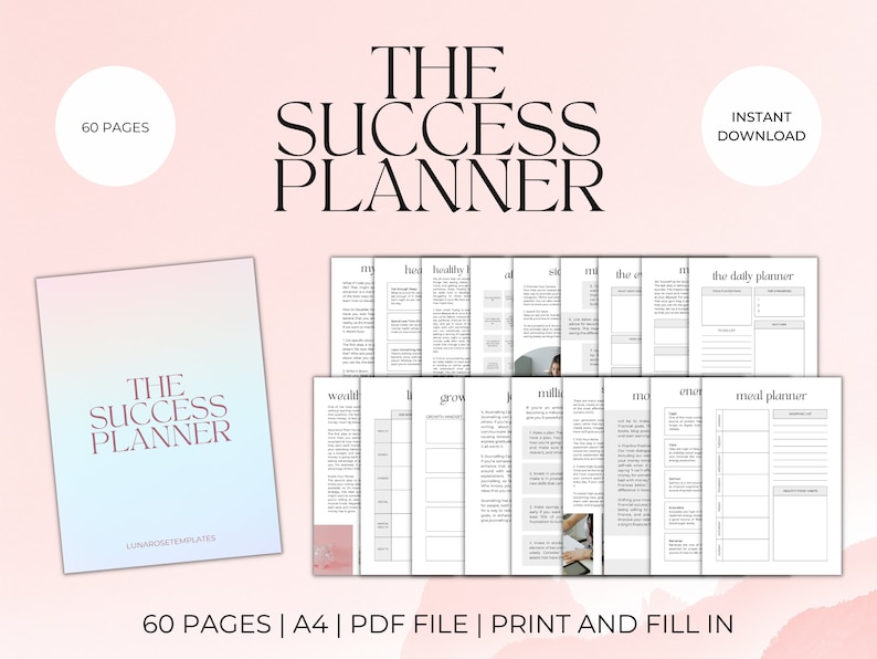 The Success Planner Printable Planner A4 PDF File | Life Planner ...