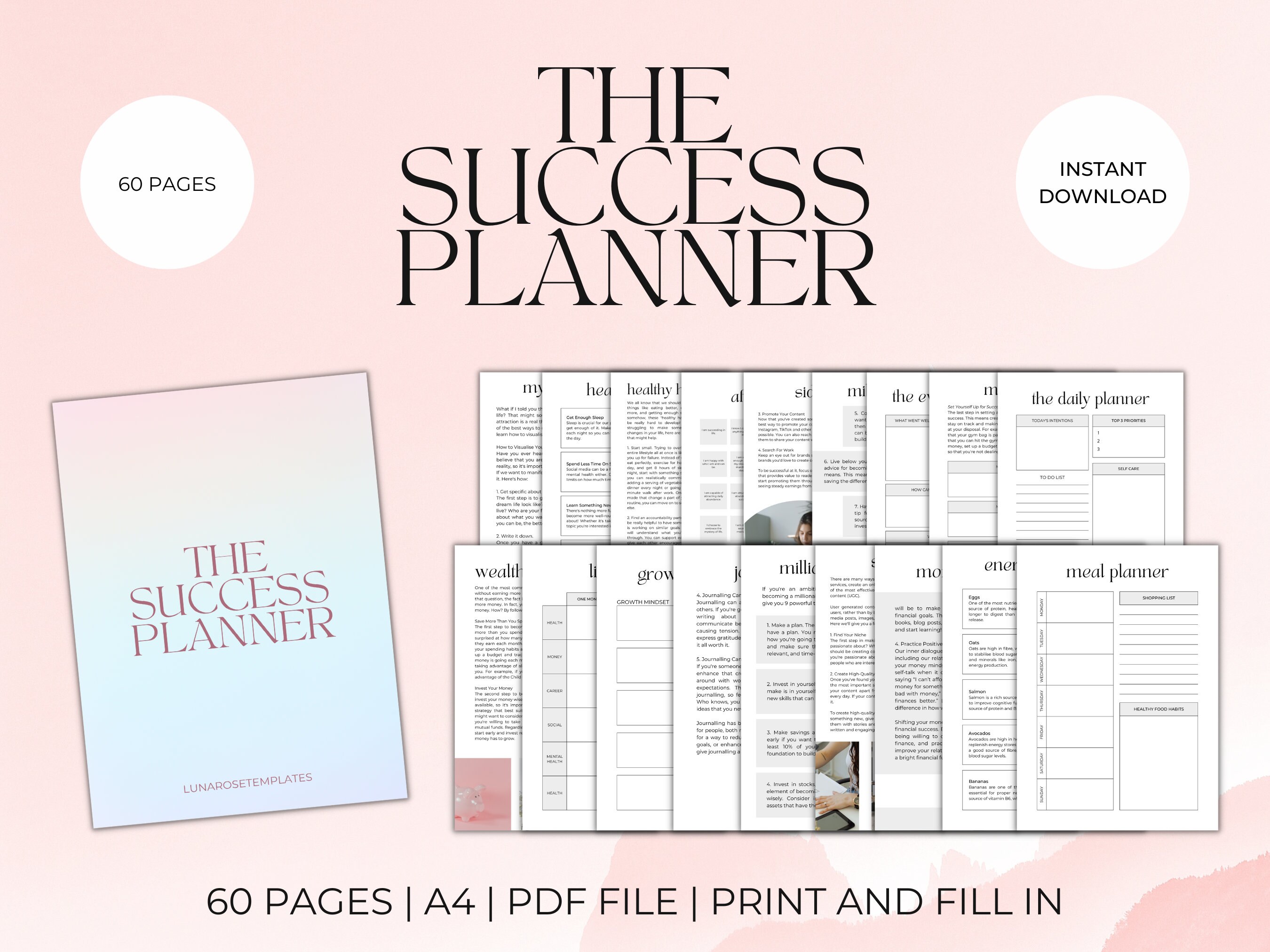 The Success Planner Printable Planner A4 PDF File | Life Planner ...
