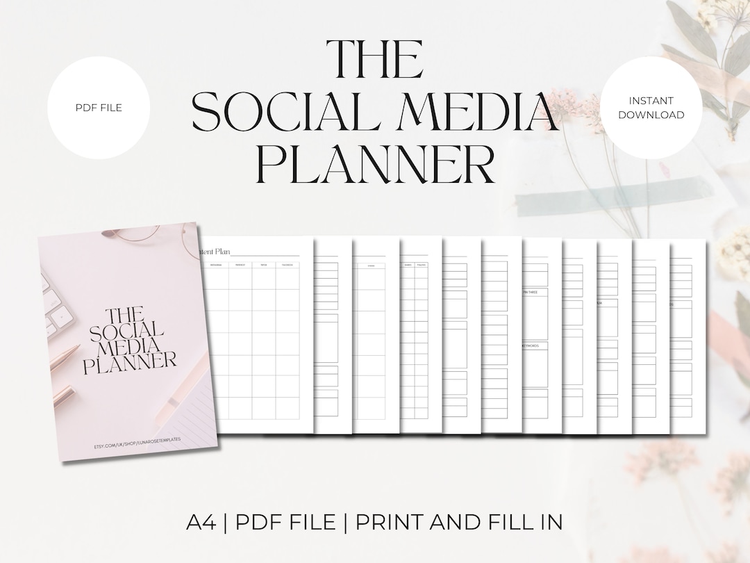 Social Media Printable Planner A4 PDF File | Instagram Planner ...