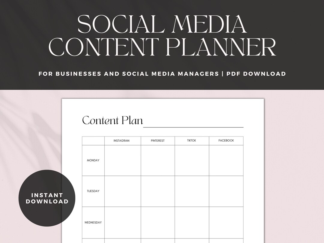 Social Media Content Planner | Printable Planner | Content Idea Planner ...