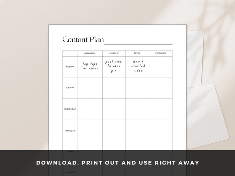 Social Media Content Planner Printable Planner Content Idea Planner PDF ...