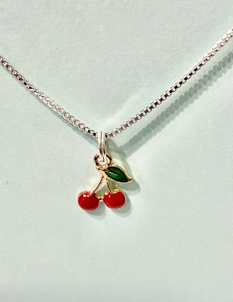 925 Sterling Silver Red Cherry Necklace 21 Inch Long - Etsy