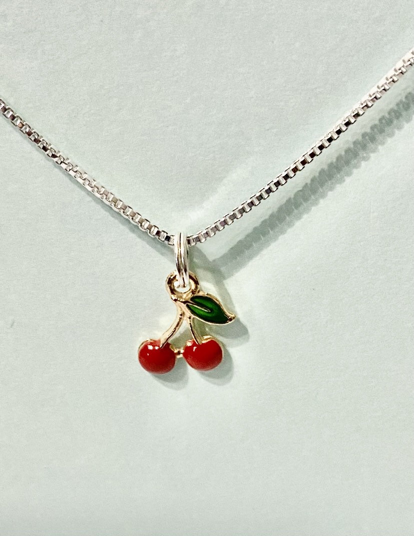 925 Sterling Silver Red Cherry Necklace 21 Inch Long - Etsy