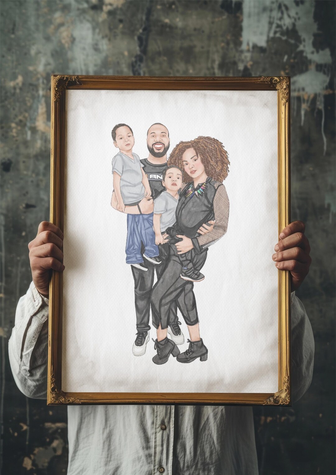 Minimal Watercolor Family Portraits, Custom Hand Painted Paintings From ...