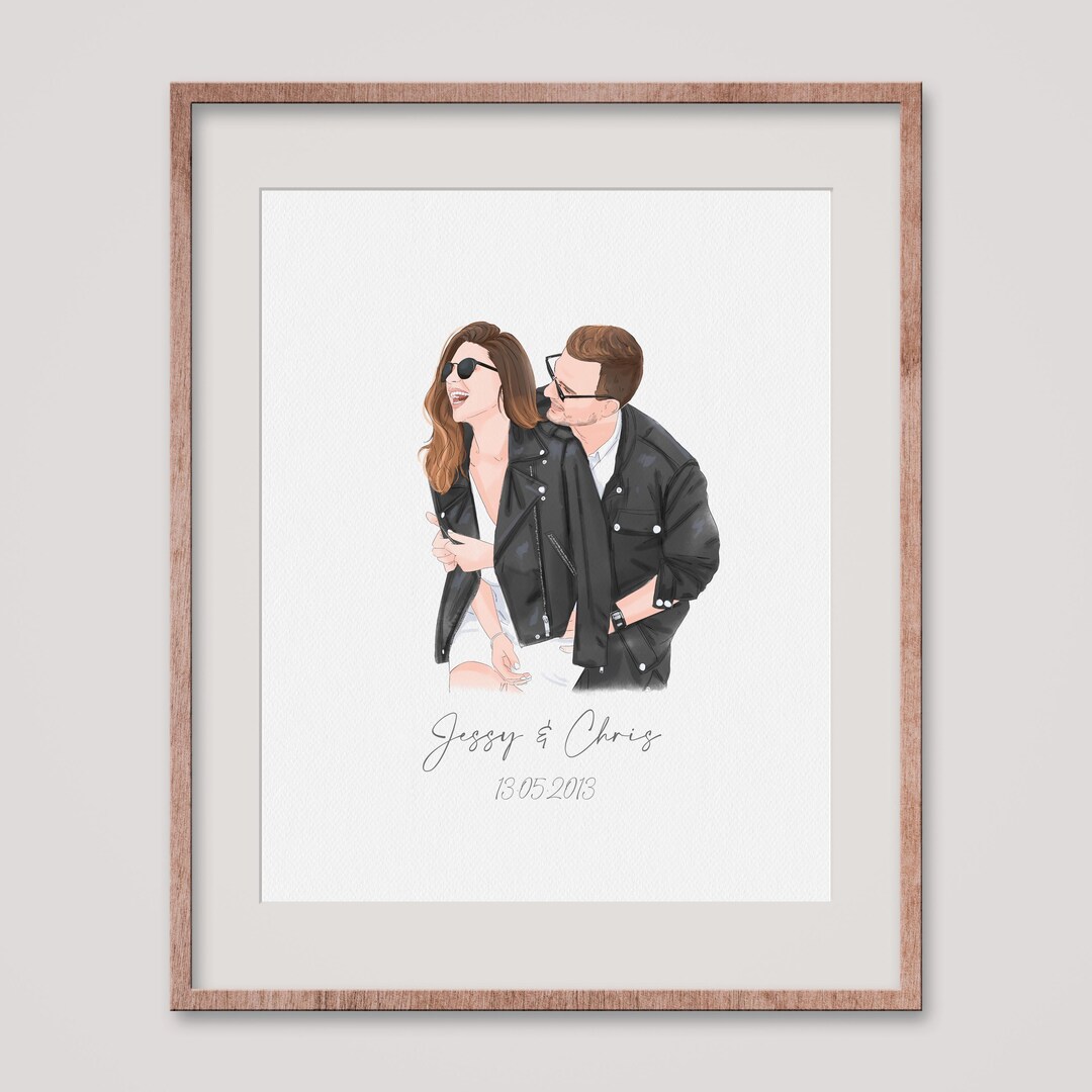 Minimal Couple Painting, Custom Couple Portrait, Miniature Custom ...