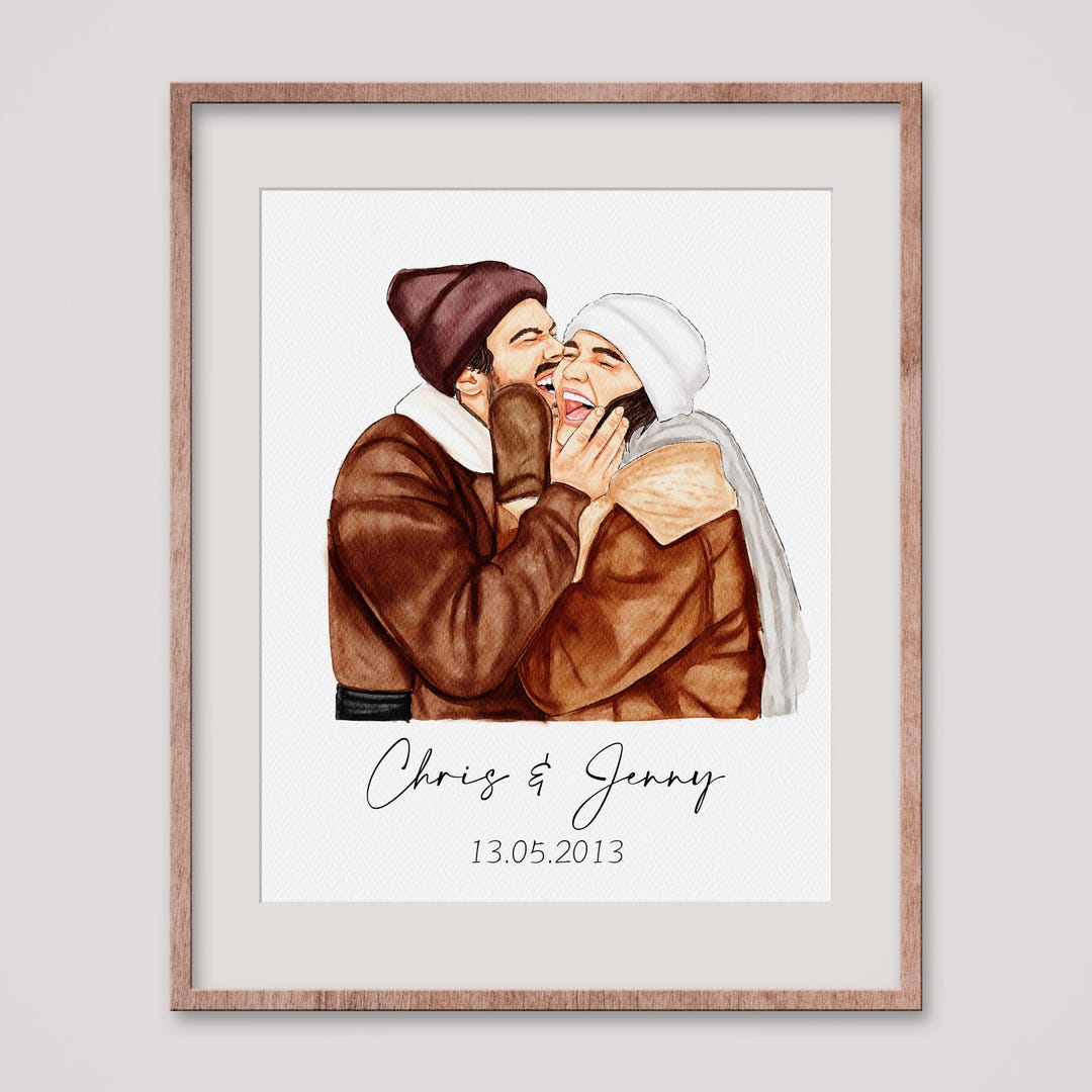 Minimal Miniature Portrait Painting, Custom Couples Portrait ...