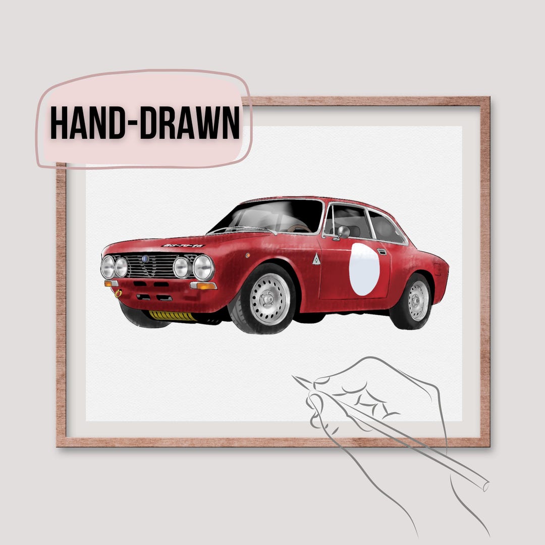 Custom Car Portrait, Car Drawing, Hand Drawn Car Portrait From Photo ...