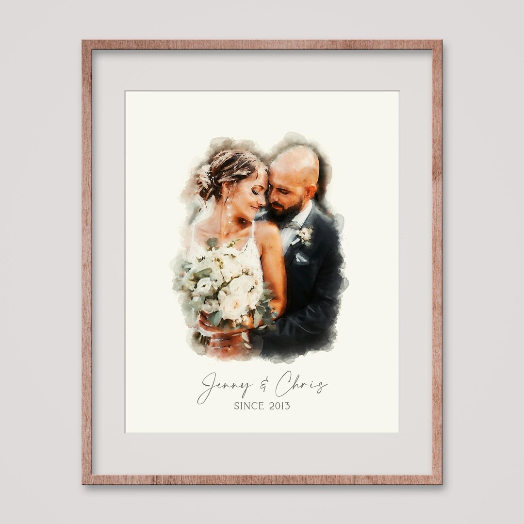 Personalized Portrait Gift, Couples Portrait, 1st Anniversary Gift ...