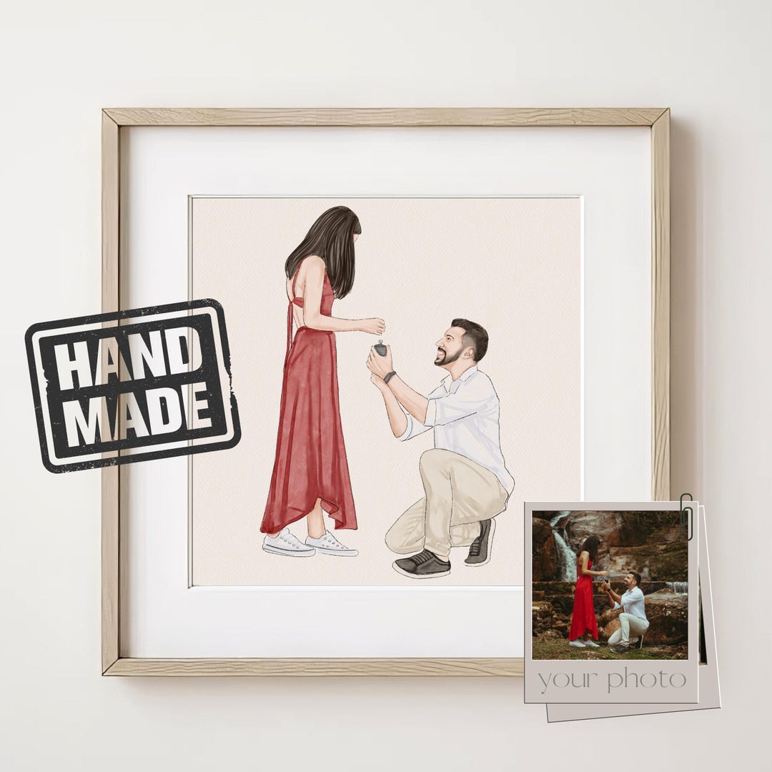 Proposal Portrait, Wedding Photo Painting, Personalized Portrait Gift ...