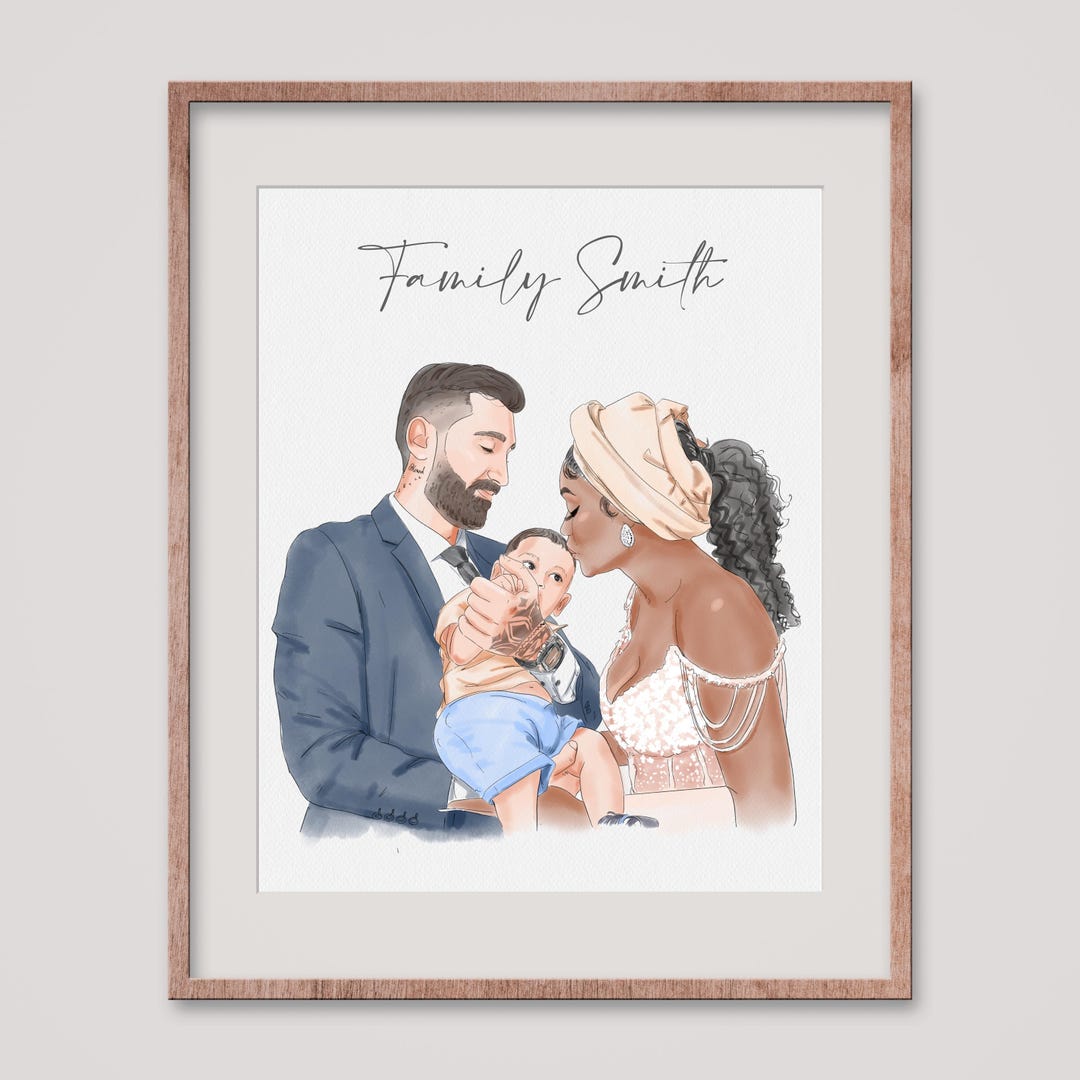 Personalized Portrait, Custom Family Portrait Painting, Minimal Family ...