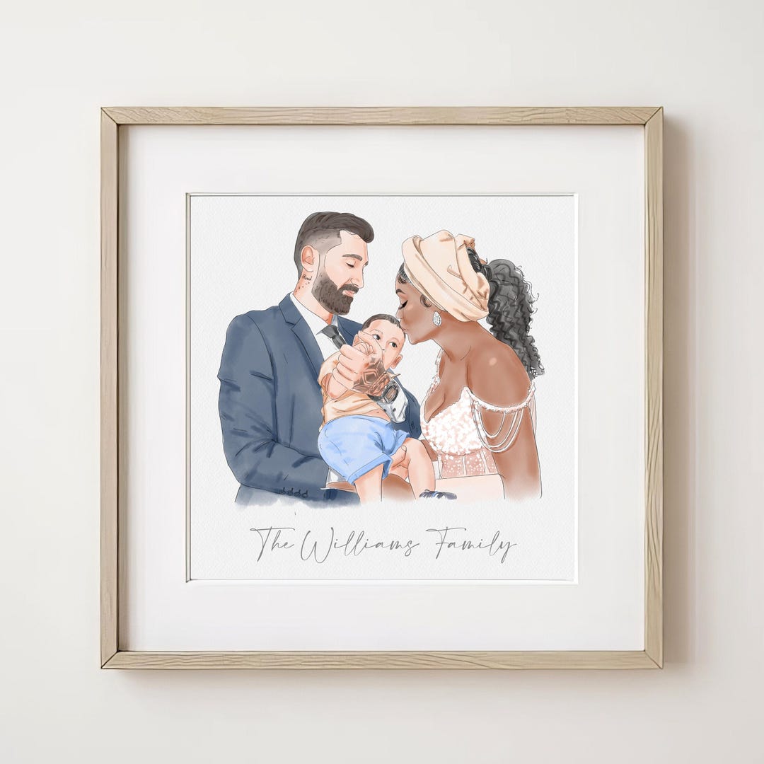 Hand Drawn Family Portrait Painting, Family Painting, Miniature Custom ...