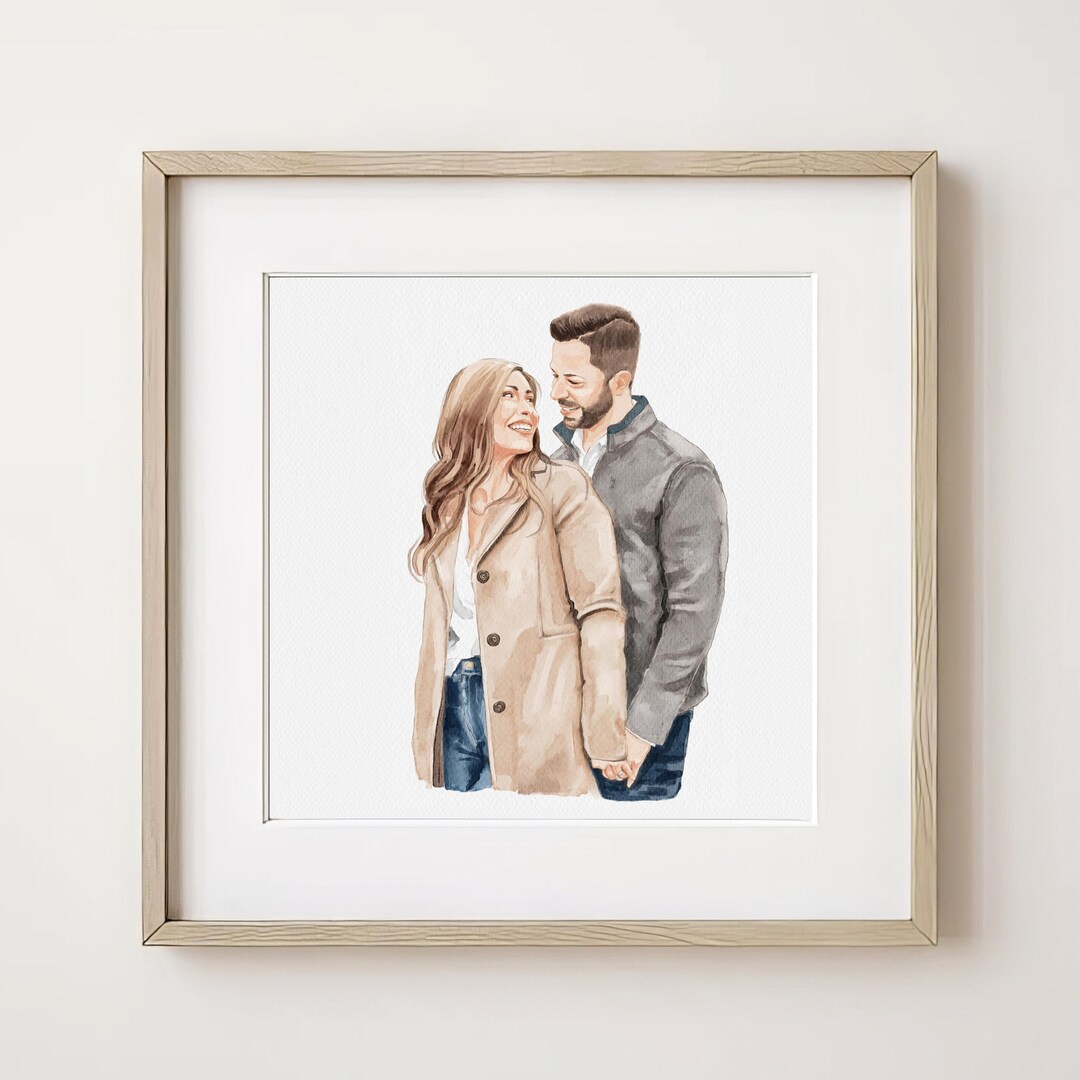 Custom Portrait, Hand-drawn Watercolor Portrait, Personalized Portrait ...