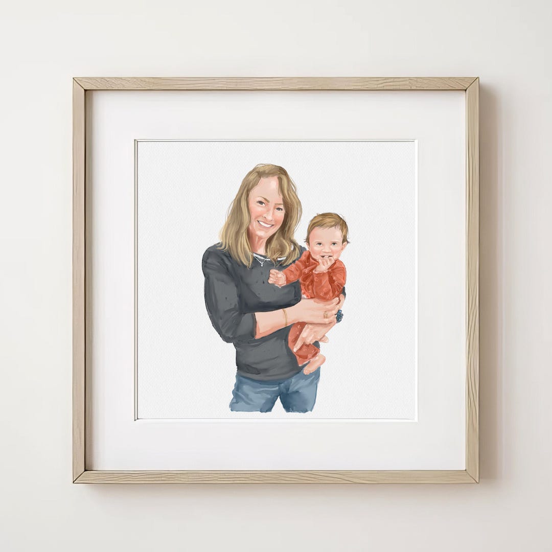Mother's Day Portrait, Custom Watercolor Portrait Hand Painted, Family ...
