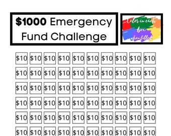 Printable Emergency Fund Tracker 1000 Emergency Fund - Etsy