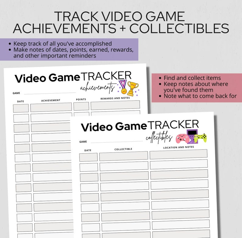 Board Game and Video Game Trackers Bundle Track Wins, Ratings, Reviews ...