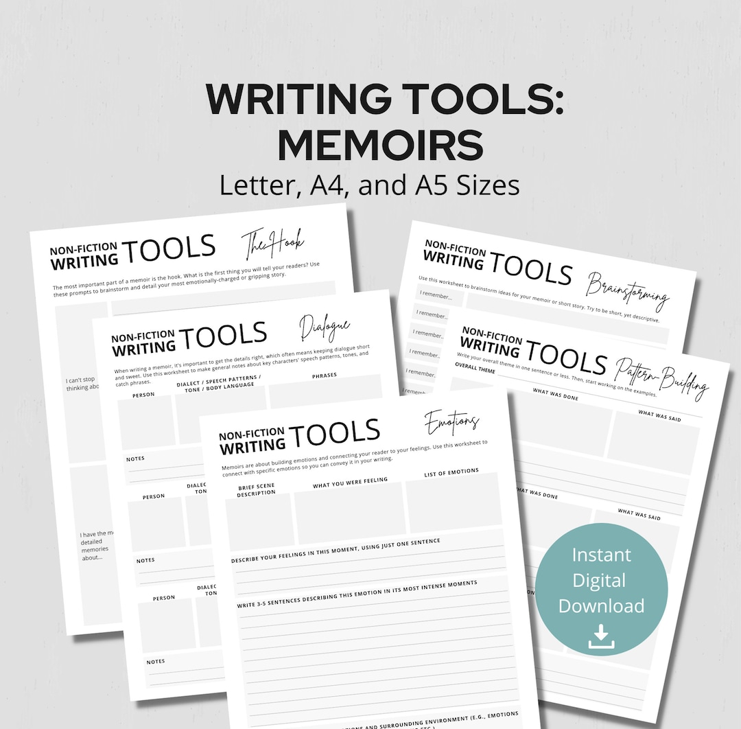 Memoir Writing Tools, Worksheets Plan and Write Your Memoirs or Short ...