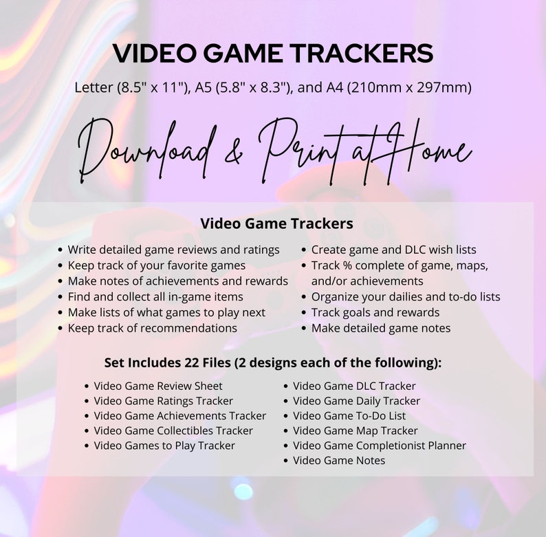 Video Game Trackers Game Planner to Rate and Review Games - Etsy