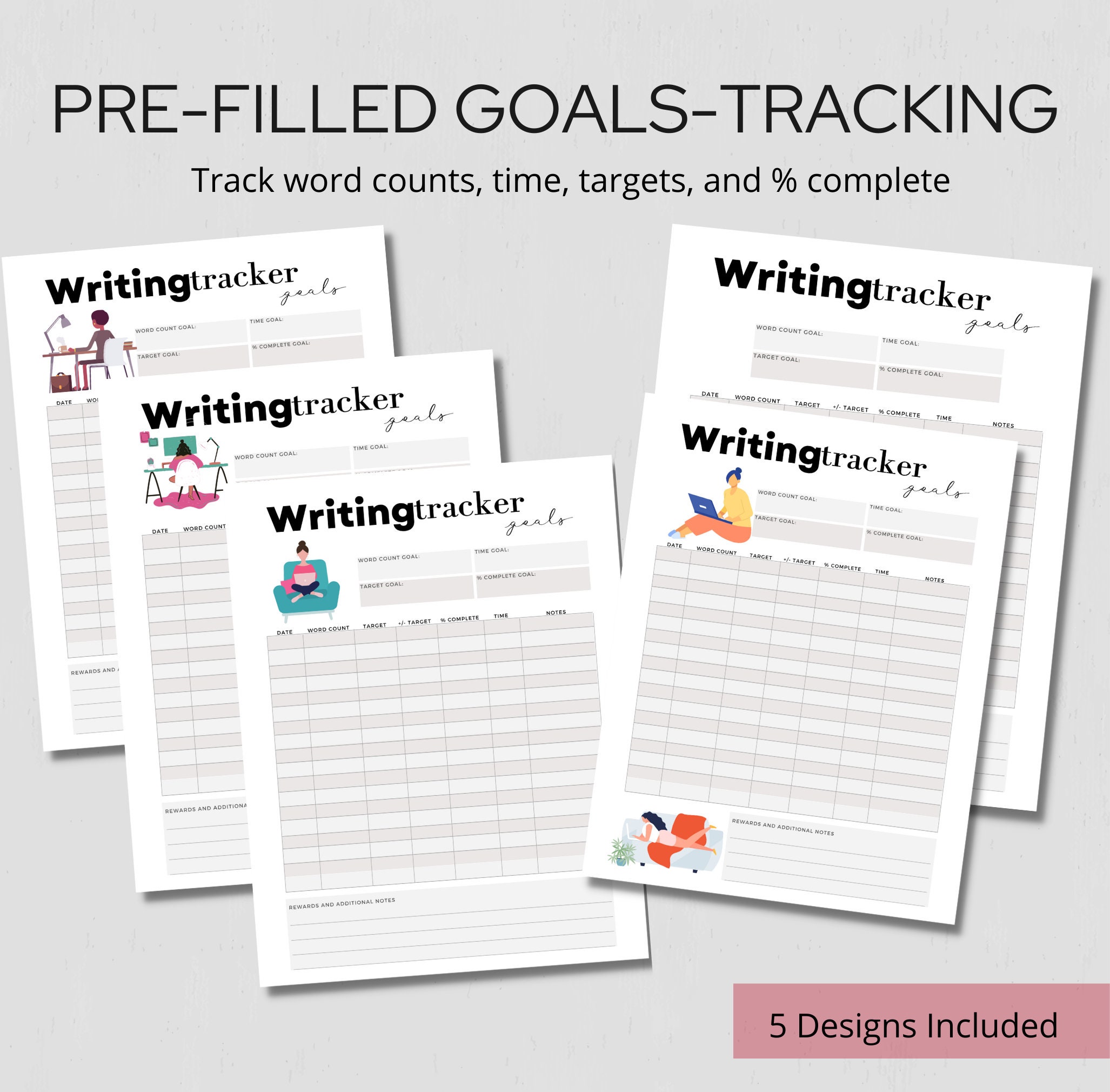 Writing Trackers Weekly Monthly Goal-based Tracking - Etsy