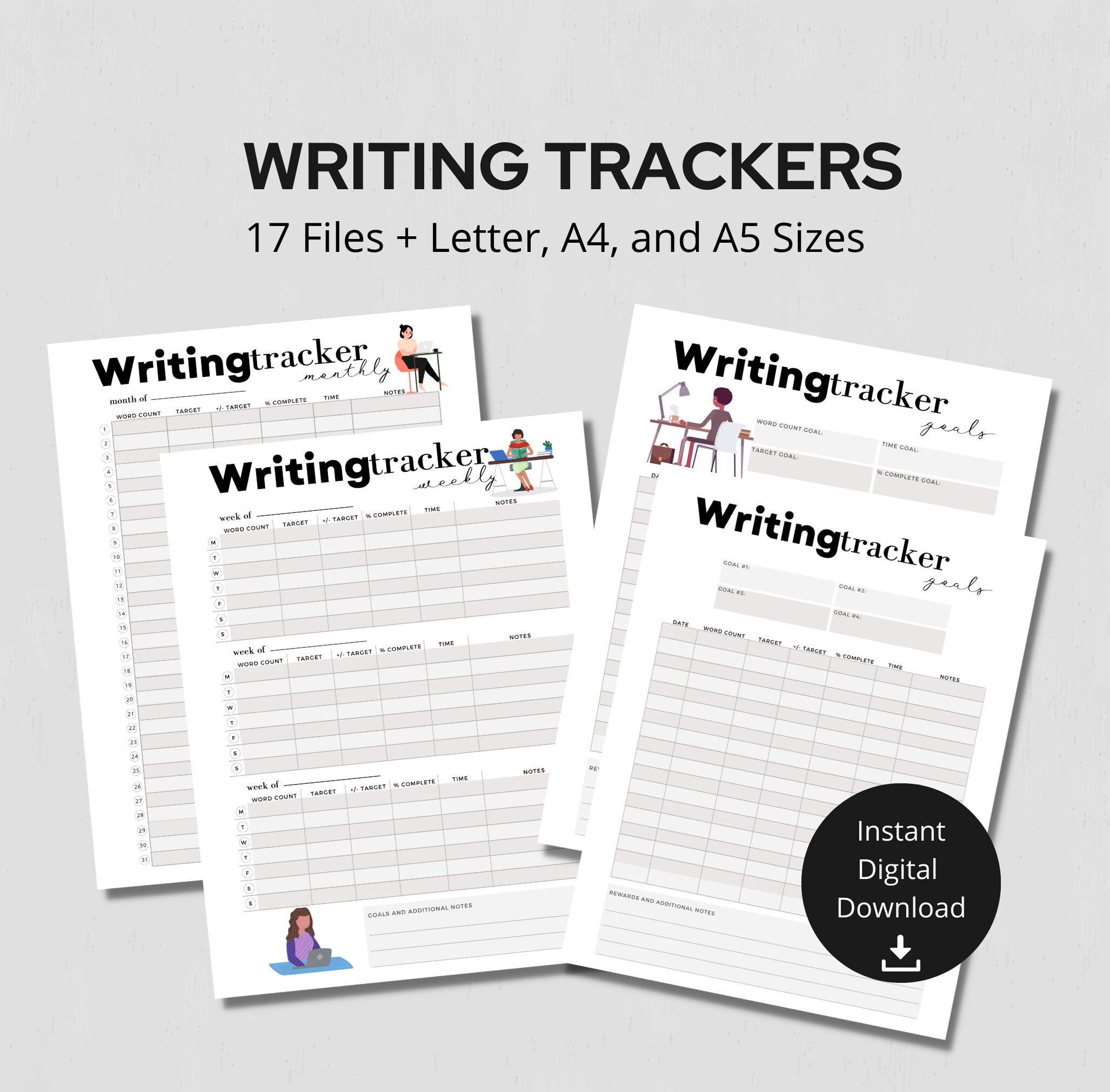 Writing Trackers Weekly Monthly Goal-based Tracking - Etsy