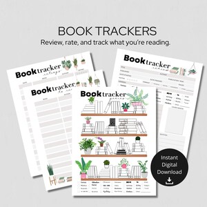 Book Trackers Digital, Printable Reading Journal to Review and Rate ...