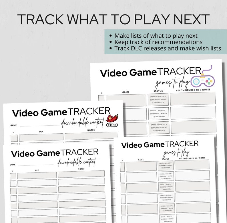 Video Game Trackers Game Planner to Rate and Review Games - Etsy
