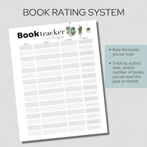 Book Trackers Digital, Printable Reading Journal to Review and Rate ...