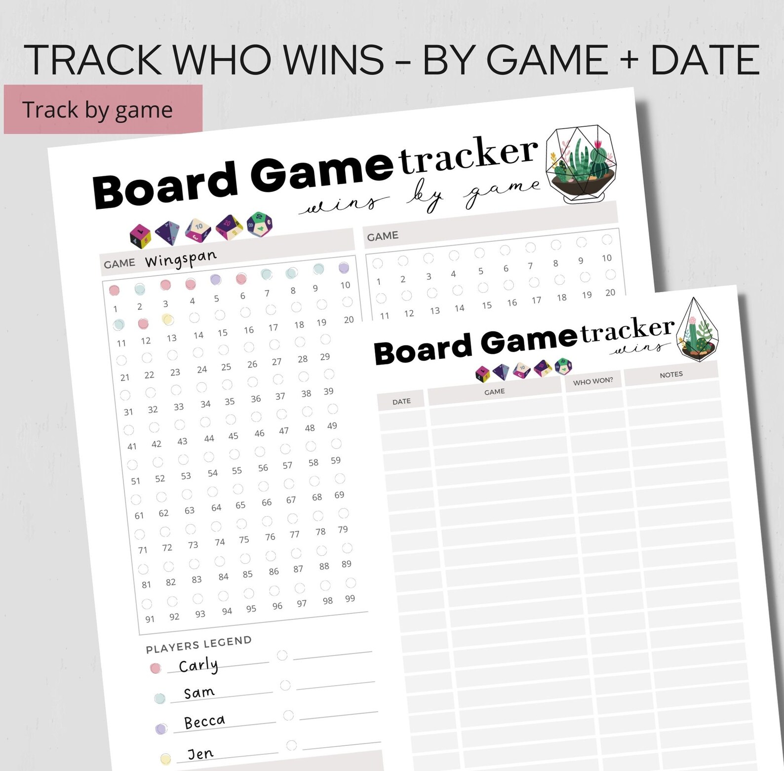 Board Game and Video Game Trackers Bundle Track Wins, Ratings, Reviews ...