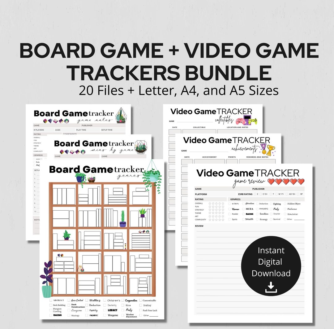 Board Game and Video Game Trackers Bundle Track Wins - Etsy
