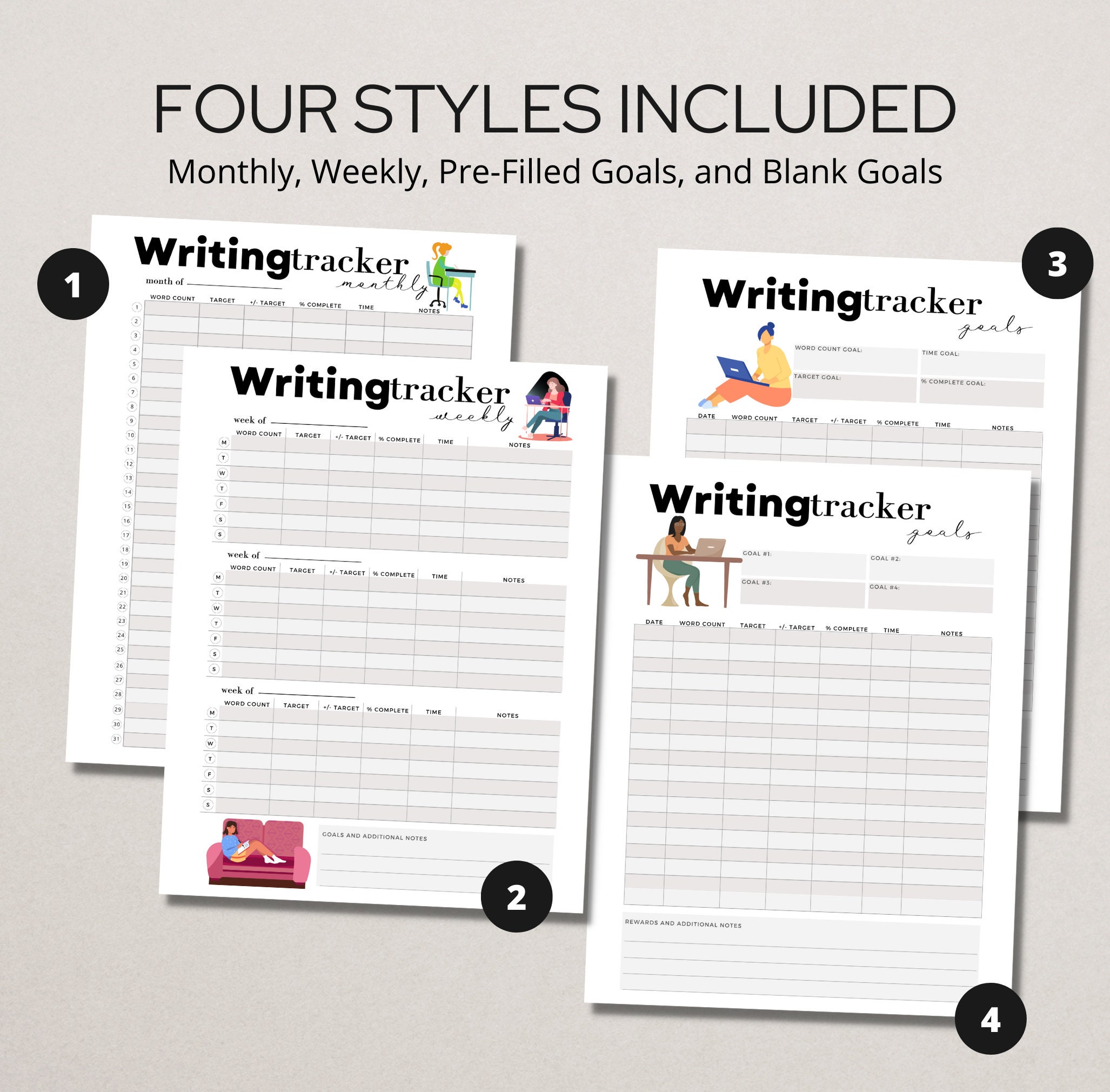 Writing Trackers Weekly Monthly Goal-based Tracking - Etsy