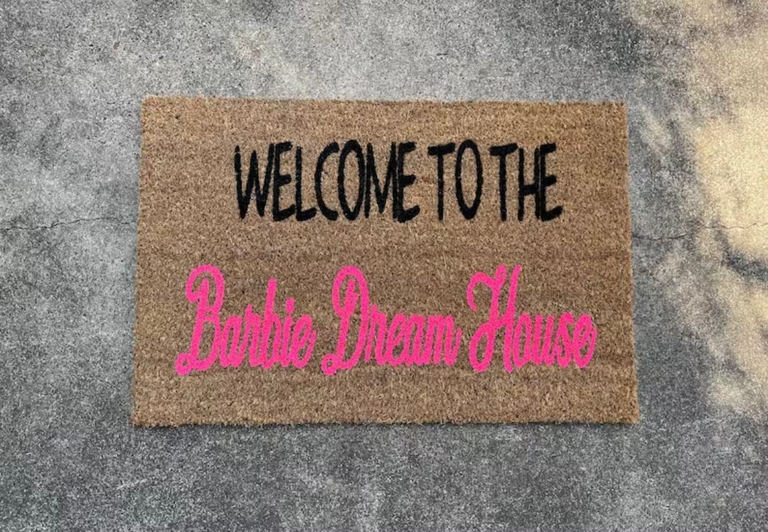 Welcome to the Barbie Dream House Doormat, Pink Home Decor ...