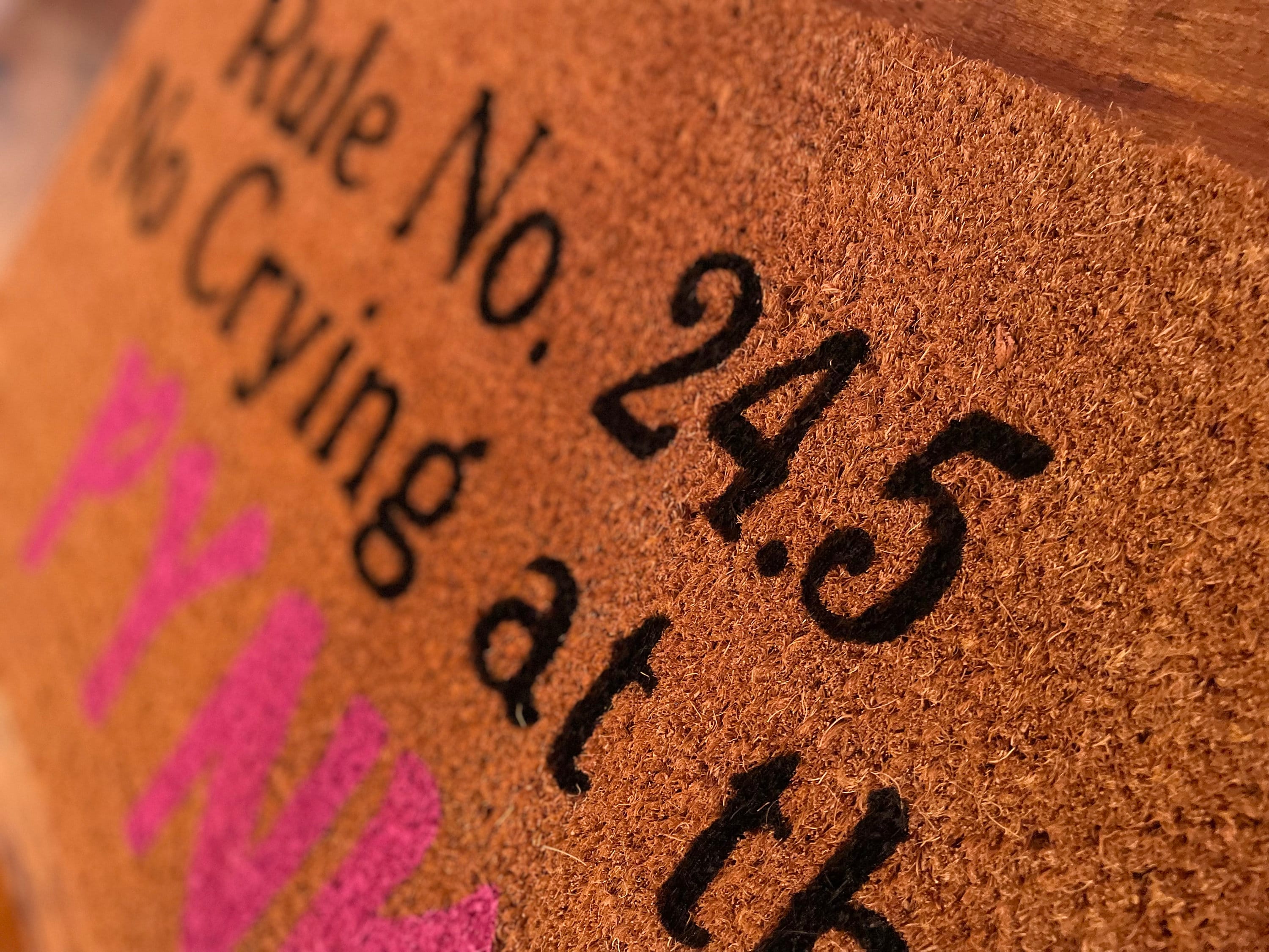 Rule No. 24.5 No Crying at the PYNK Doormat Gifts Front Door - Etsy