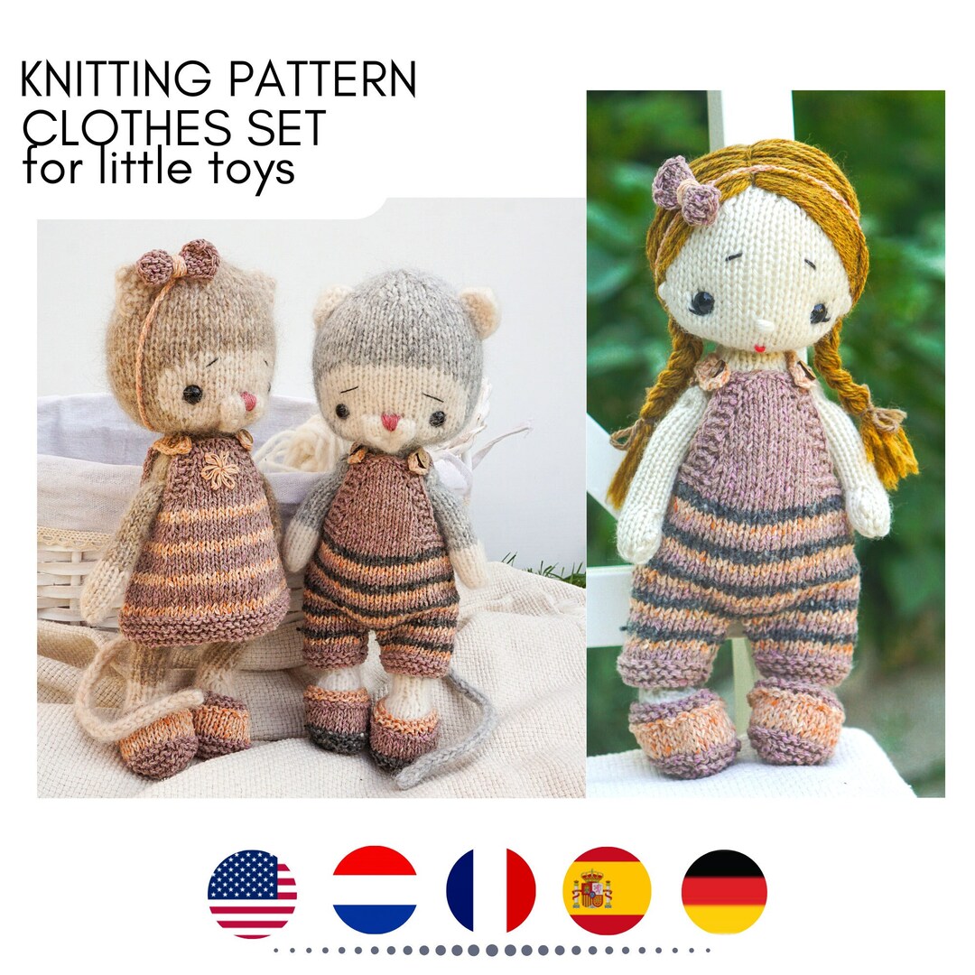 Knitting Pattern - Little Cute Clothes Set for Small Toys, Knit Toy ...