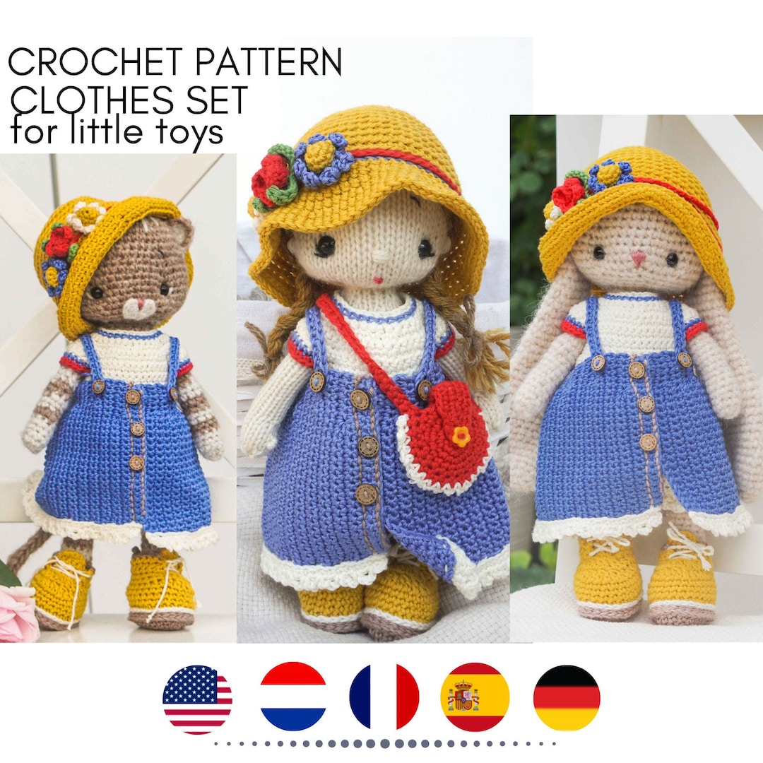 Crochet Pattern - Cute Toy Clothes Set - Crochet Pattern for Small Toys ...