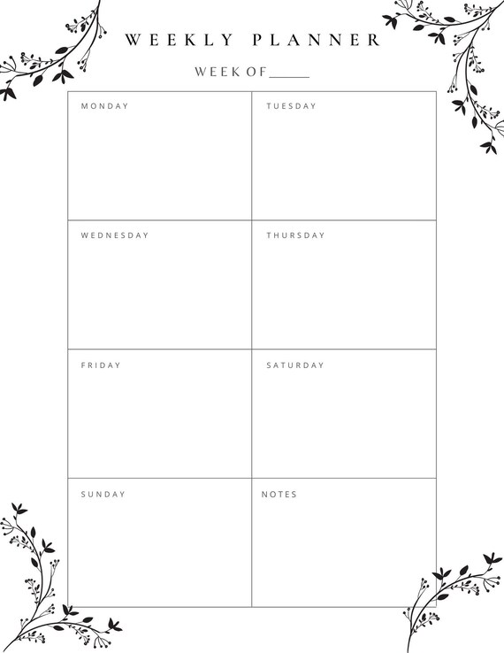 Minimalist Weekly Planner Printable Etsy