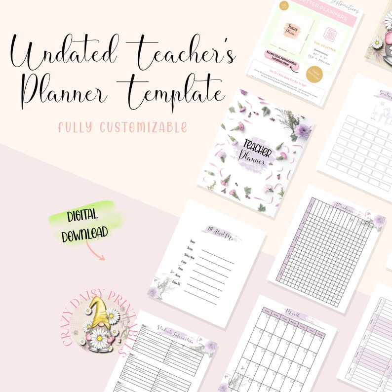 Teacher Planner Printable Canva Planner Lesson Planner - Etsy