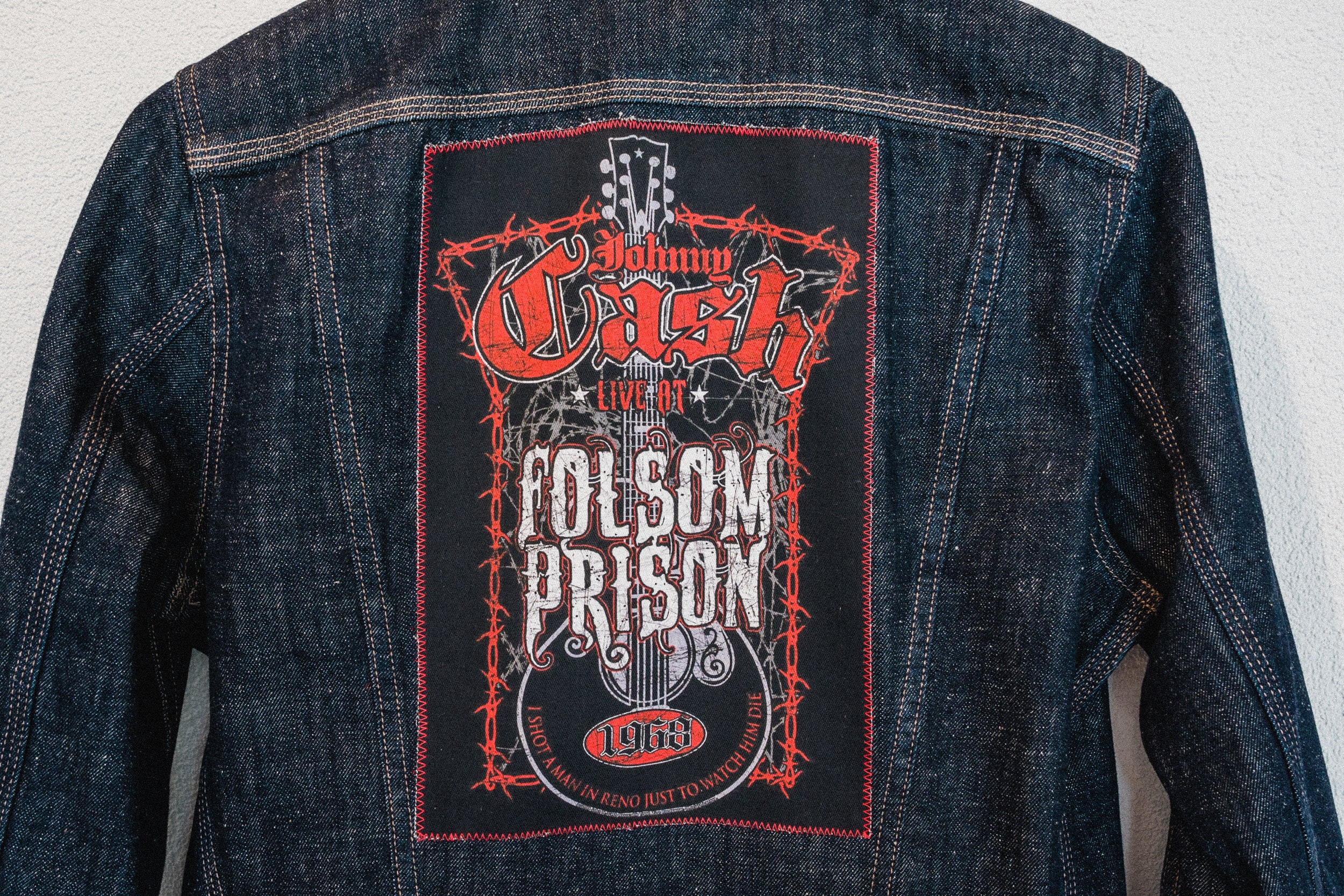 Johnny Cash Upcycled Denim Jacket Handmade Detail Reworked - Etsy UK