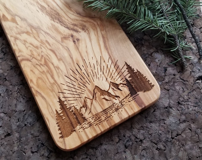 Mountain Scape Charcuterie Board Italian Olive Wood Cutting Board Gift ...