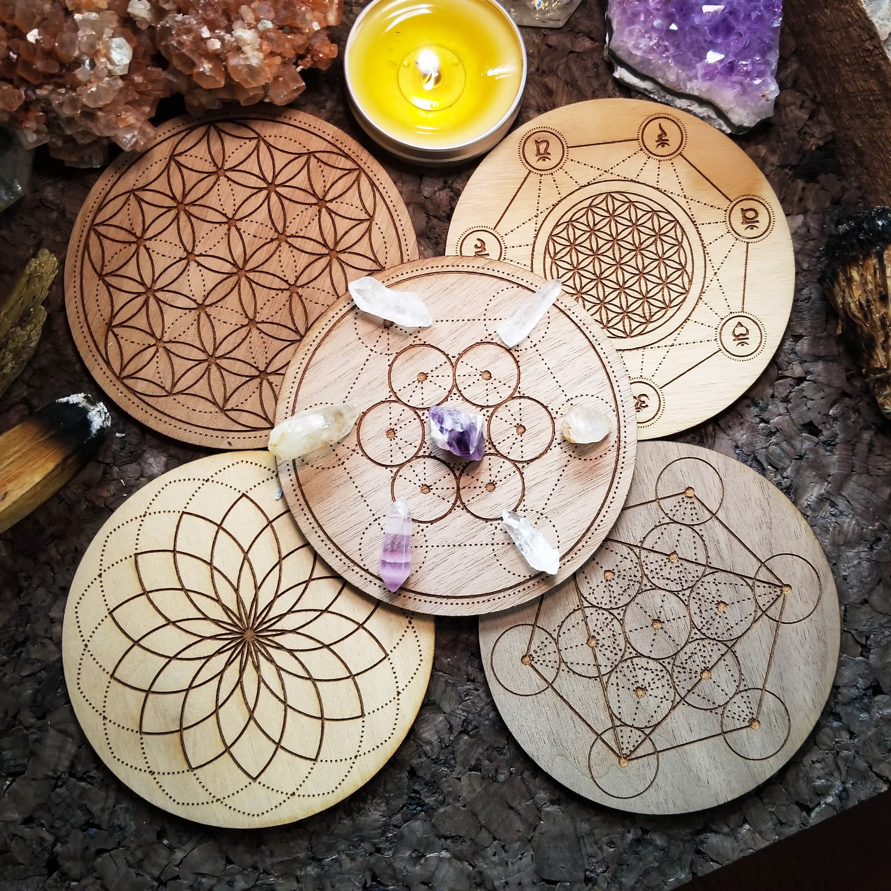 Wooden Crystal Grids Crystal Grid Crystal Display - Etsy Australia