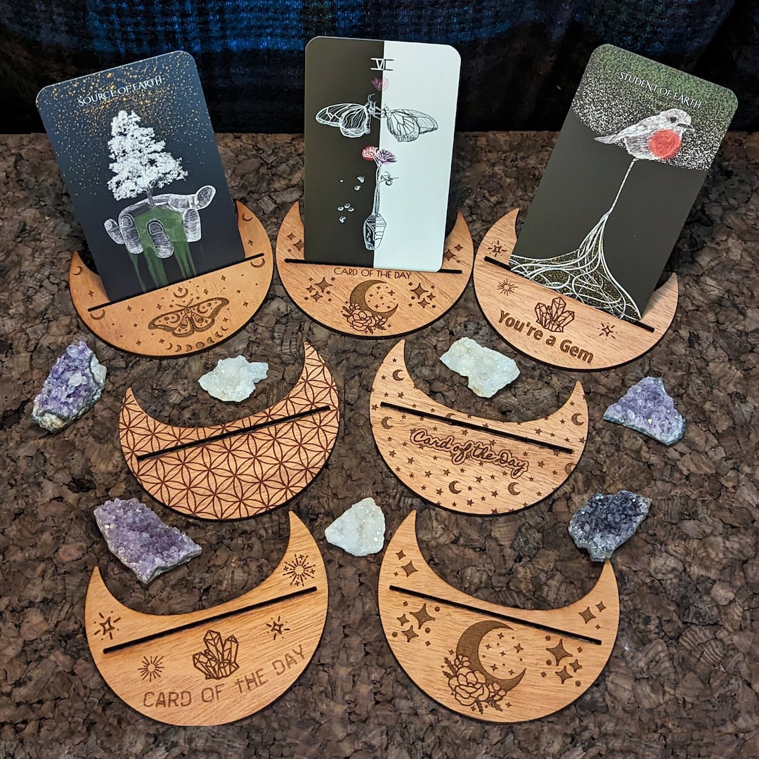 Tarot Card Holder | Wooden Tarot Card Display | Engraved Tarot Card ...