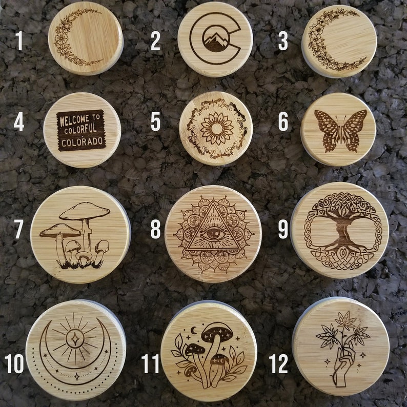 Bamboo Lid Glass Jars Engraved Lids - Etsy