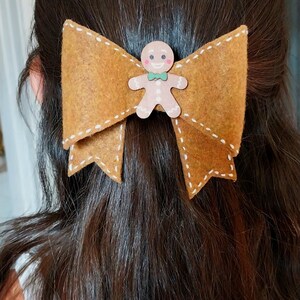 Gingerbread Man Felt Hair Bow - Etsy