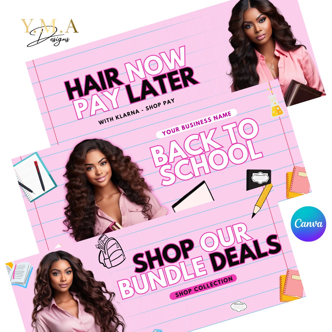 DIY Website Banners, Back to School, Wig Hair Business, Shopify & Wix ...