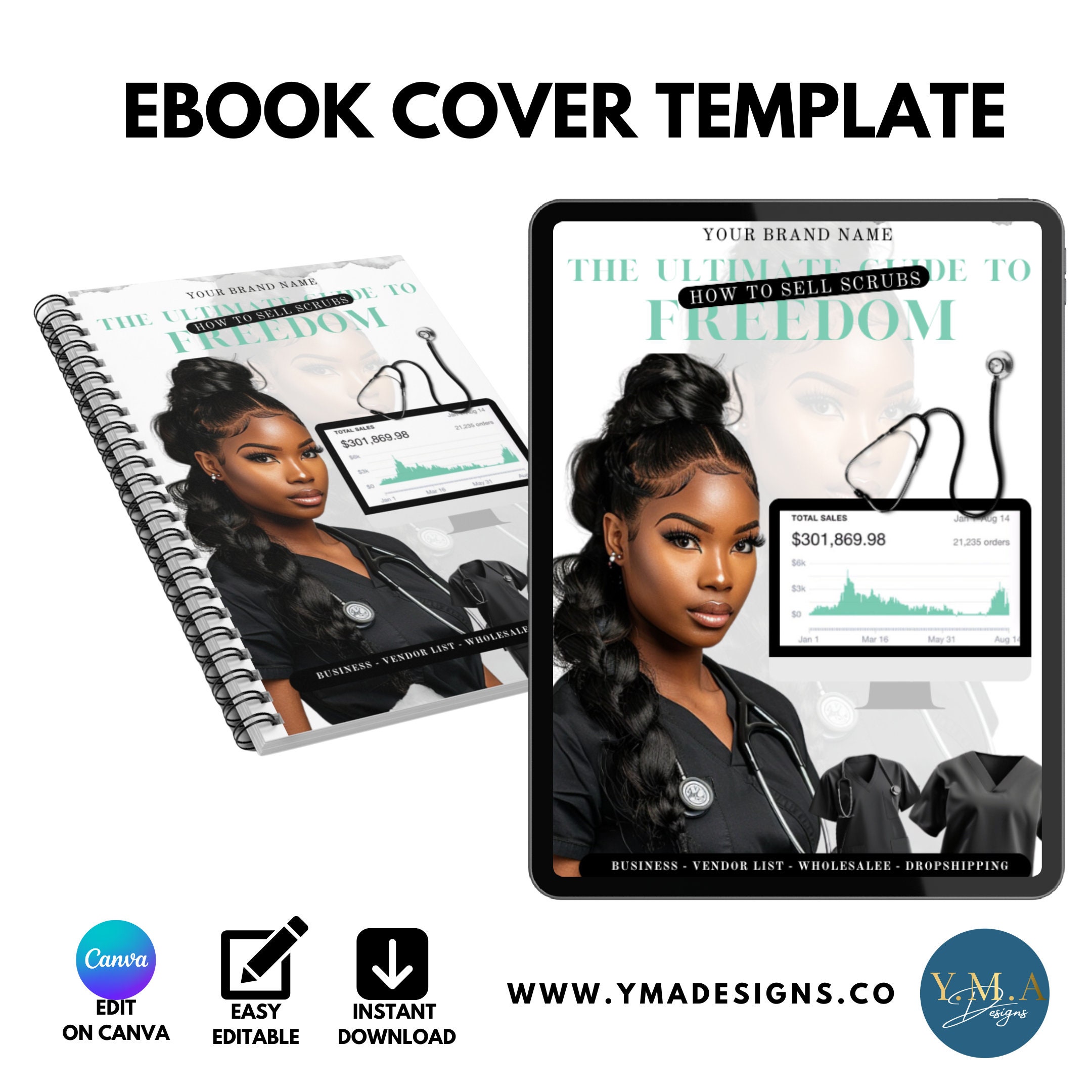 How to Sell Scrubs Digital Product Ebook Cover,diy Ebook Cover, DIY ...