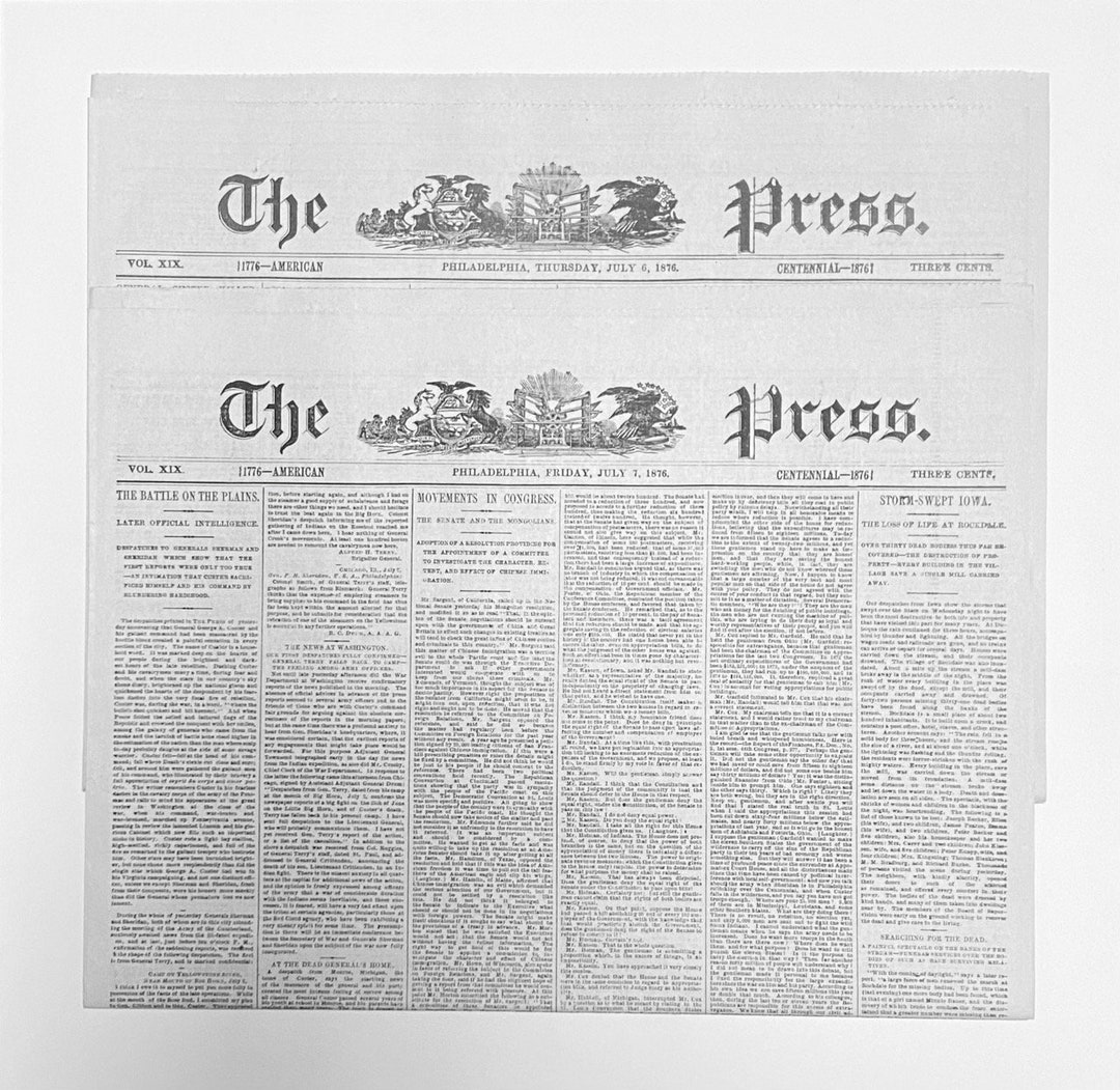 Newspaper Reprint - General Custer (A) - Custer Killed and Battle on ...