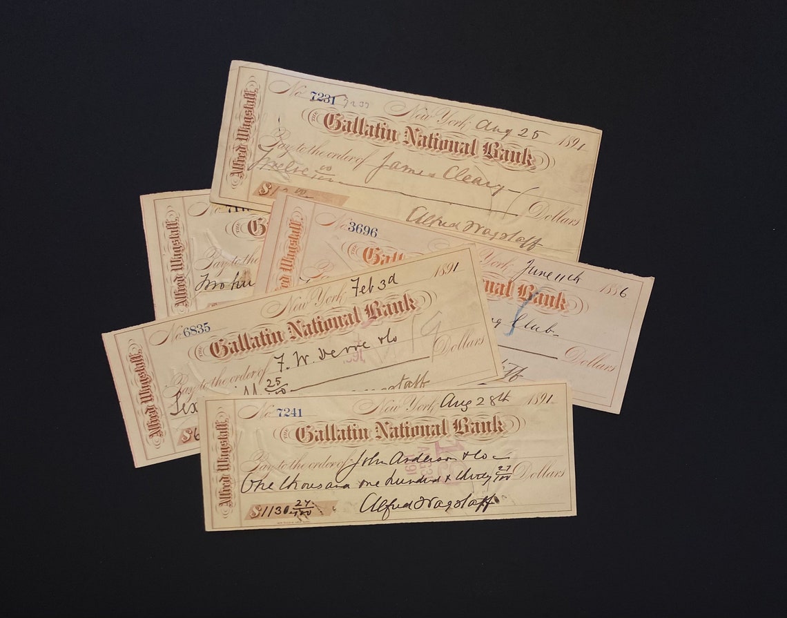 Vintage 1880s/90s Checks - Set of 10 - Paper Ephemera - Great for ...