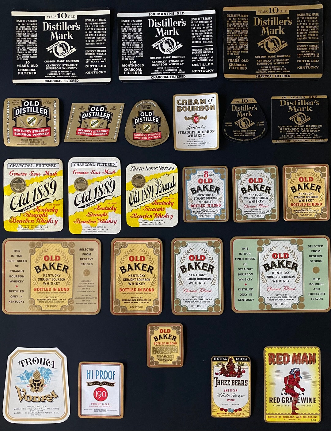 24 Different Vintage Whiskey/liquor Labels - New Old Stock - Different ...