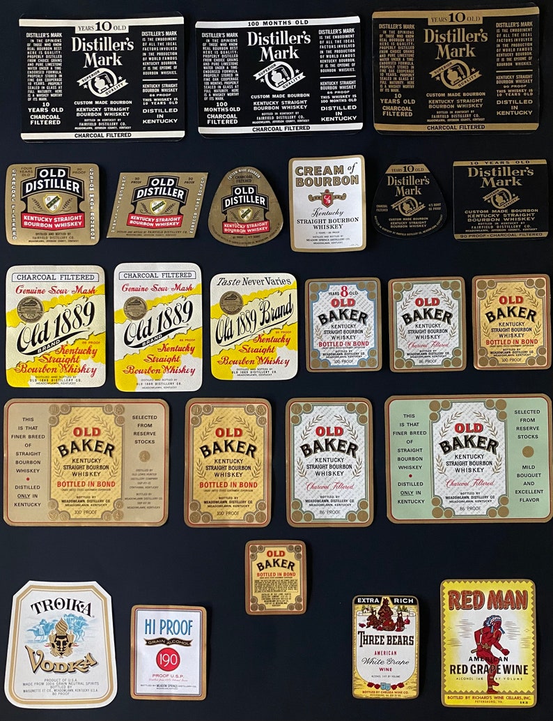 24 Different Vintage Whiskey/liquor Labels - New Old Stock - Different ...