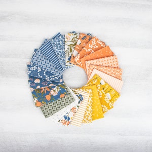 Clearance | With a Flourish Fabric | Leaves in Mustard | by Simple Simon and Co. for Riley Blake ...