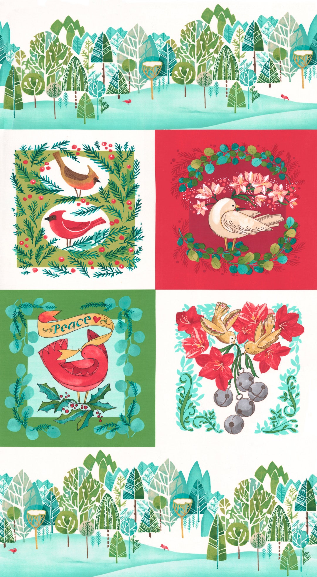 Winterly Fabric Panel |24" X 44" | by Robin Pickens for Moda Fabrics ...