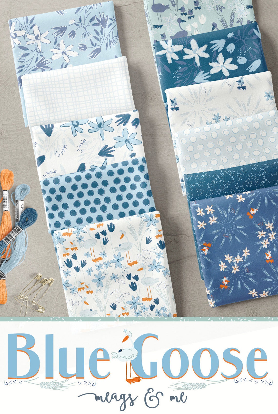 Clothworks Blue Goose Fabric Blue Goose Geese by Meags & Me | Etsy